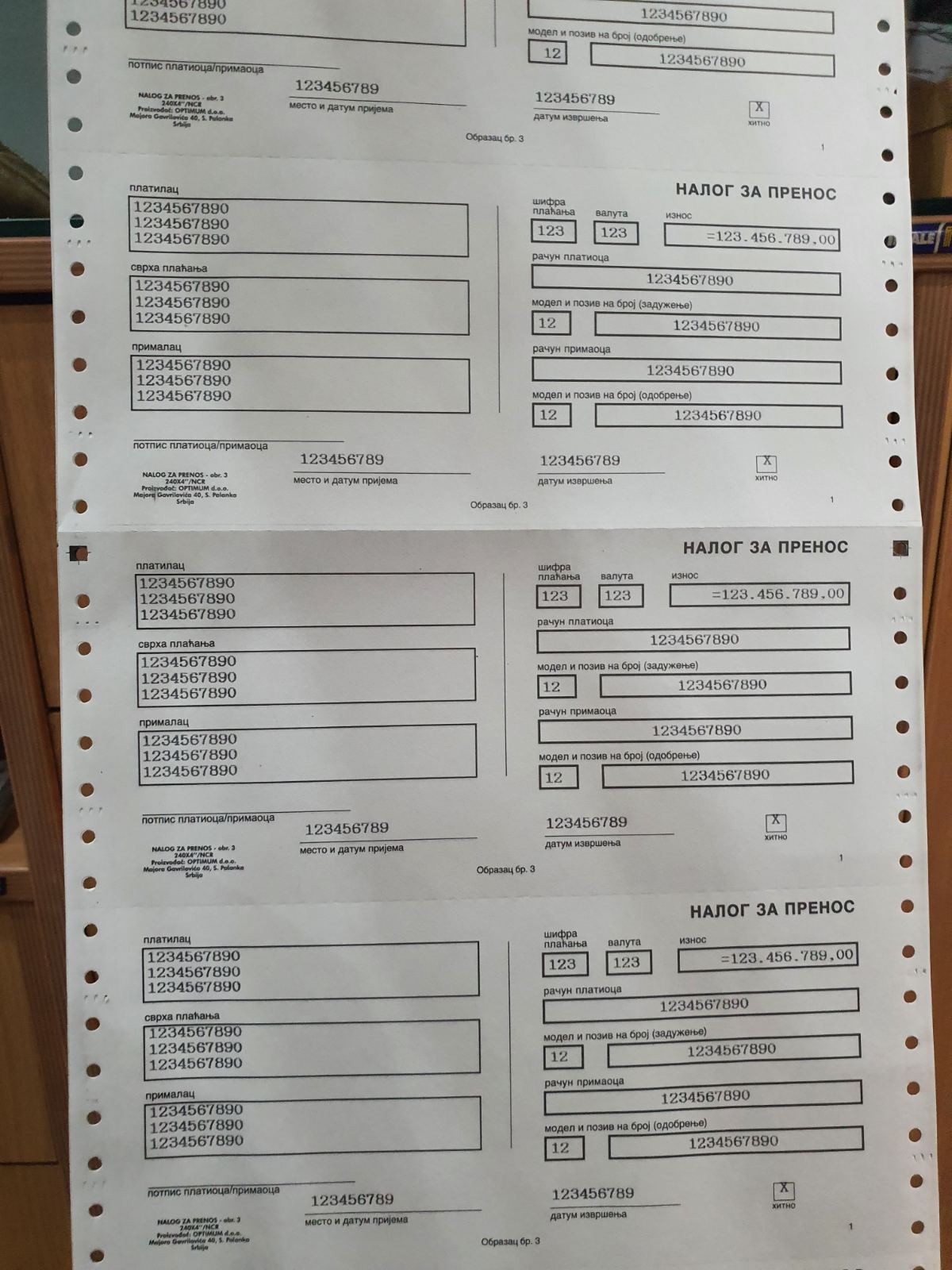 Nalog za prenos tabulir primer 2